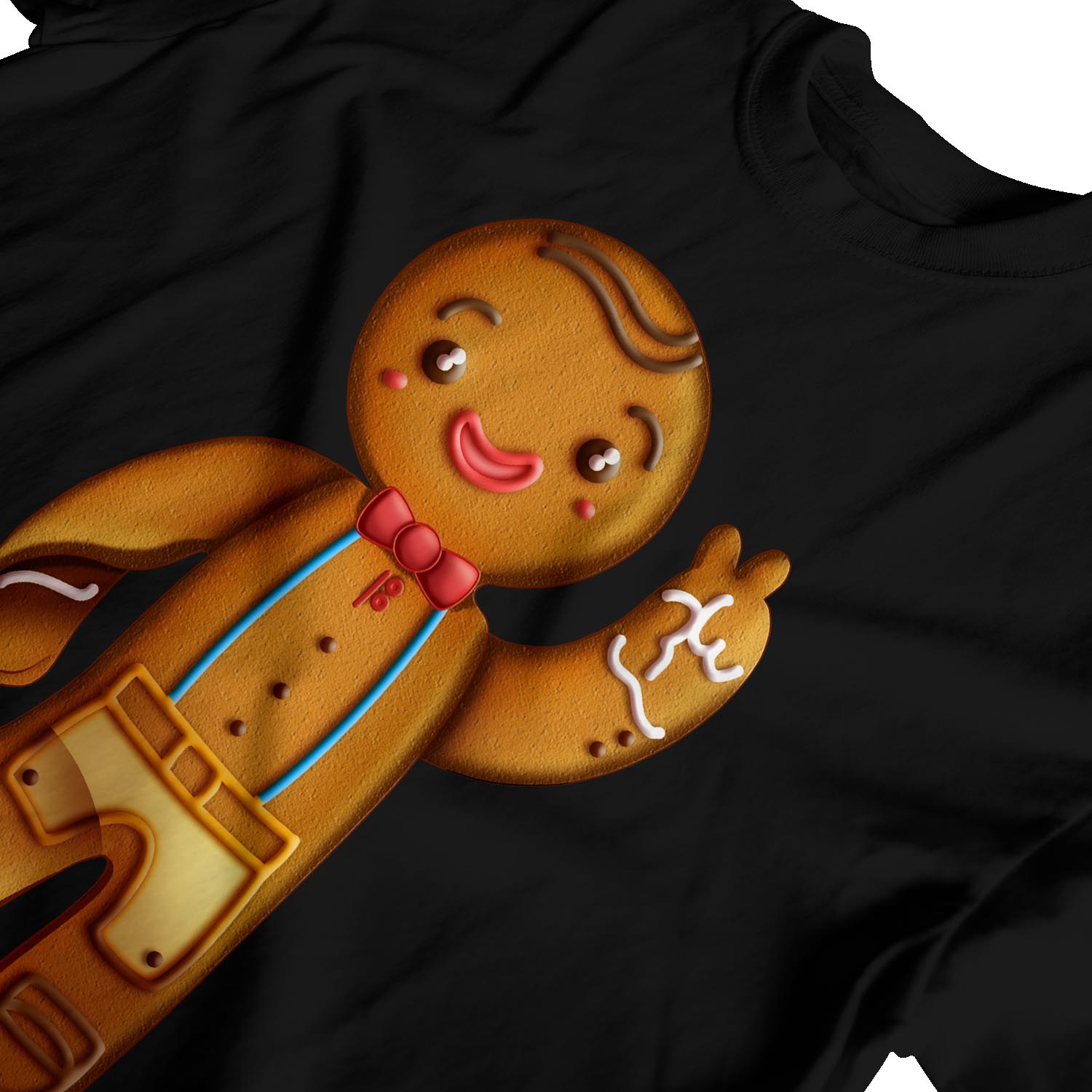 1Tee Mens Happy Gingerbread Man. Waving Christmas T-Shirt | eBay