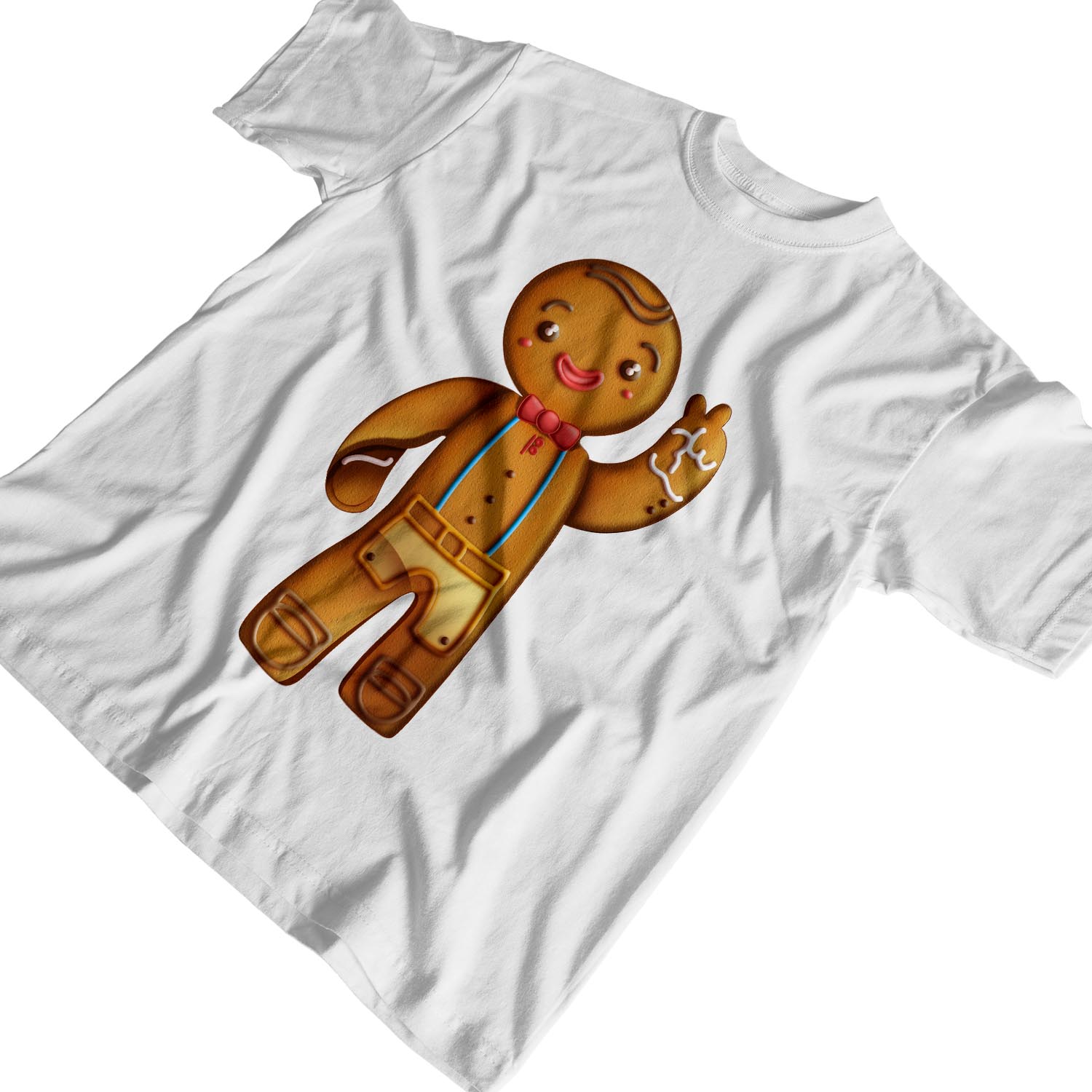 1Tee Mens Happy Gingerbread Man. Waving Christmas T-Shirt | eBay