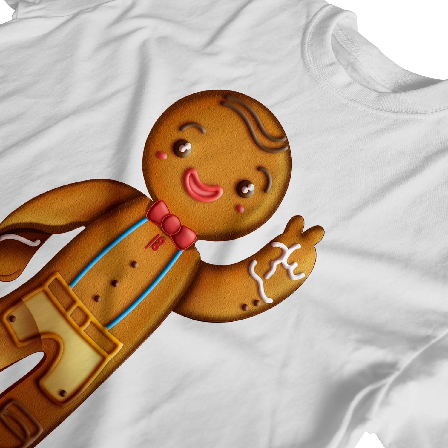 1Tee Mens Happy Gingerbread Man. Waving Christmas T-Shirt | eBay