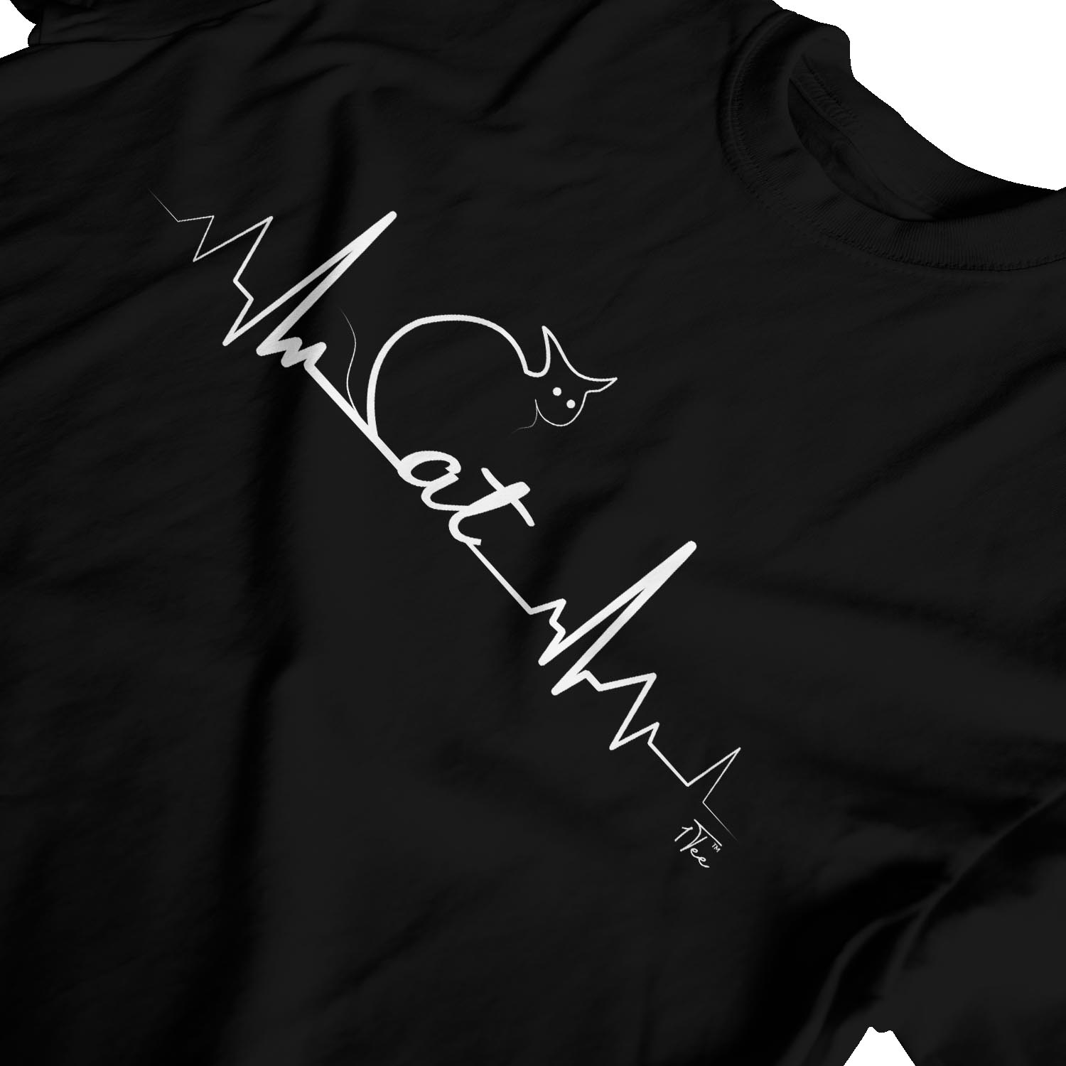 1Tee Mens Heart Beat Cat Lover T-Shirt | eBay