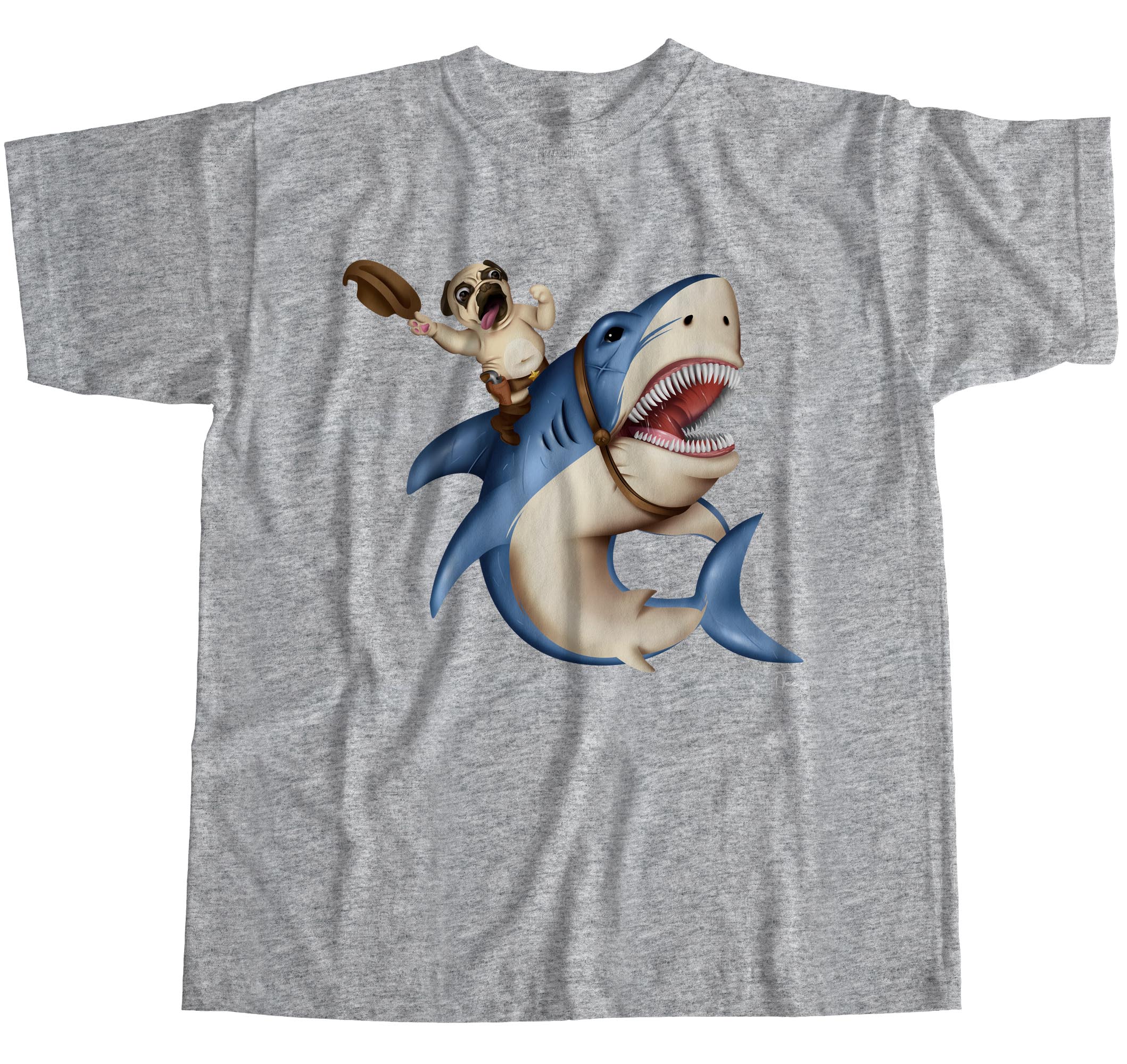 1Tee Mens Cowboy Pug Riding Shark T-Shirt | eBay
