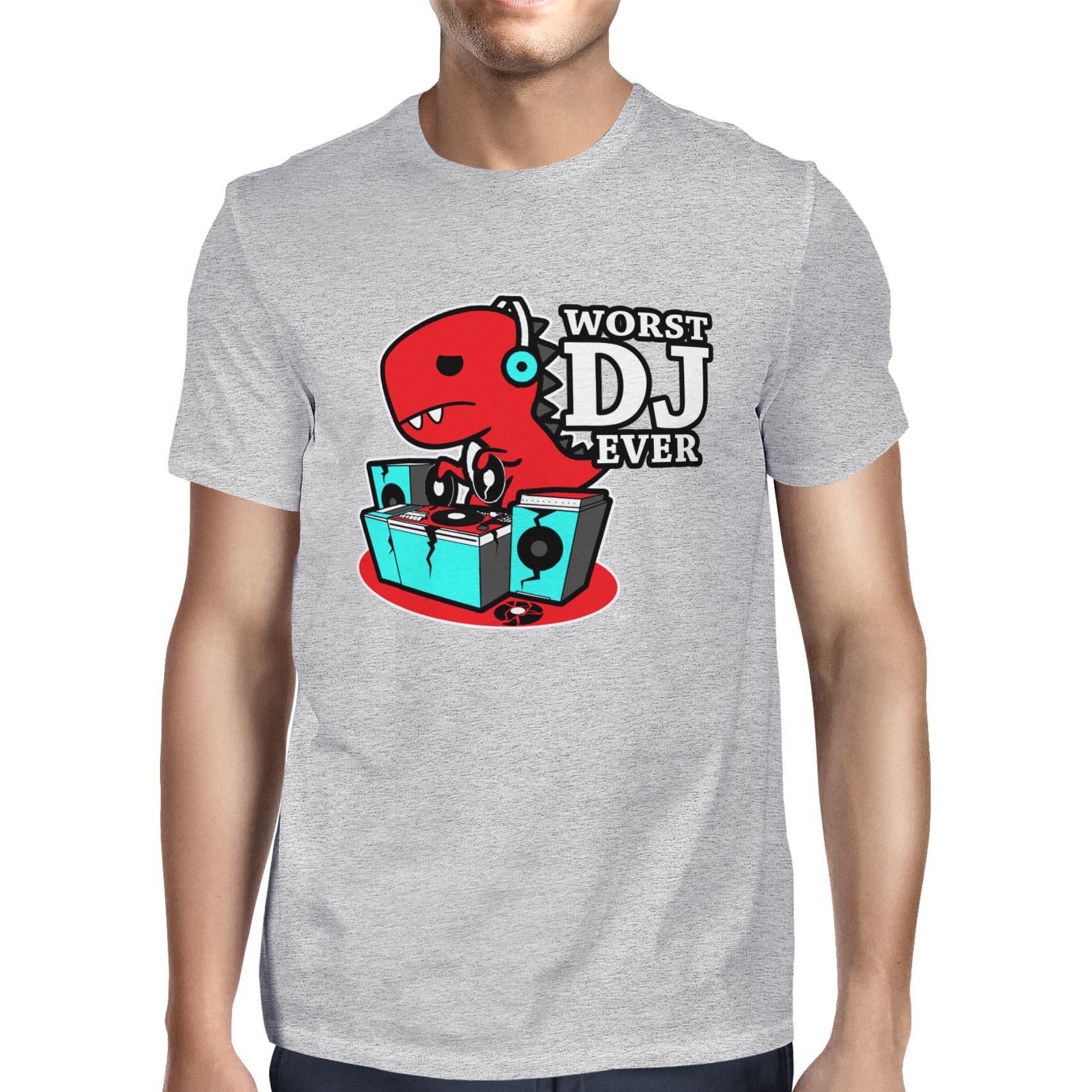 1Tee Mens Worst DJ Ever T-rex Dinosaur T-Shirt | eBay UK